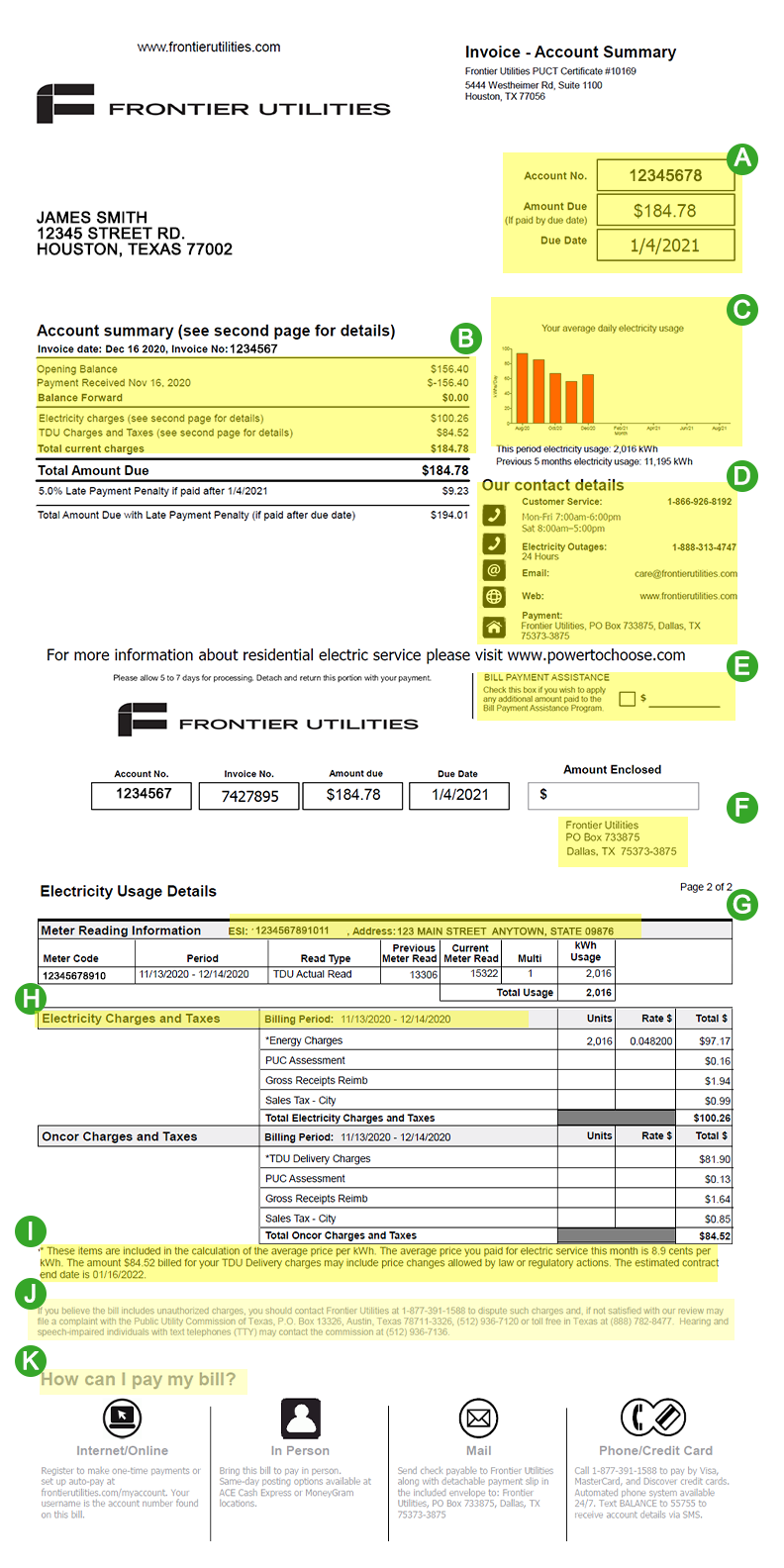 About Your Frontier Utilities Bill
